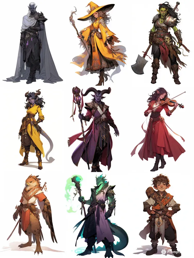 DnD Pc Character Art Illustrations Midjourney Prompt | PromptBase