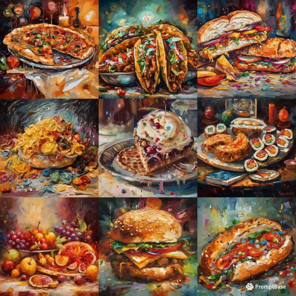 Old Food Vintage Oil Paint Paintings Midjourney Prompt | PromptBase
