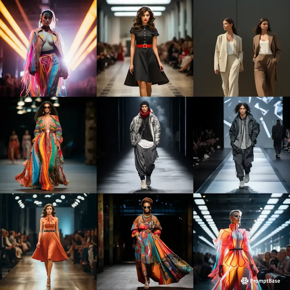 Fashion Runway Extravaganza Photographs Midjourney Prompt | PromptBase