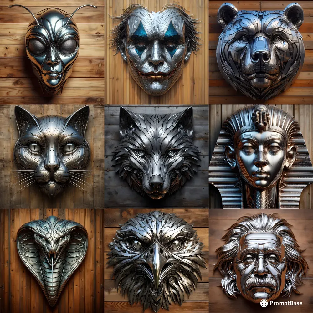 Metal Faces DALL·E Prompt | PromptBase