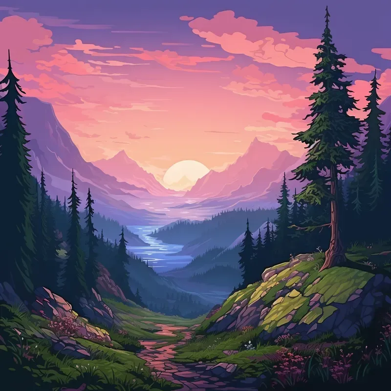Pixel Art Landscapes Midjourney Prompt | PromptBase