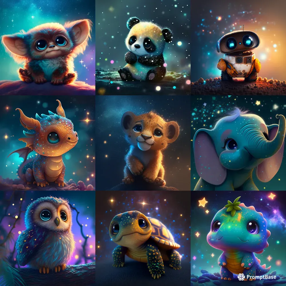 Cute Cosmic Creatures Midjourney Prompt | PromptBase