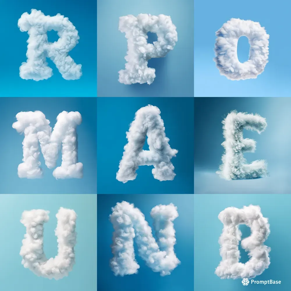 Puffy Clouds Letter Designs Midjourney Prompt | PromptBase