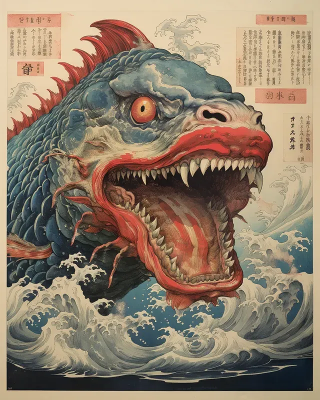 Vintage Kaiju Posters Midjourney Prompt | PromptBase