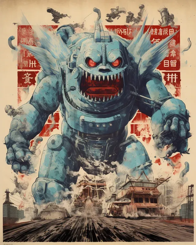 Vintage Kaiju Posters Midjourney Prompt | PromptBase