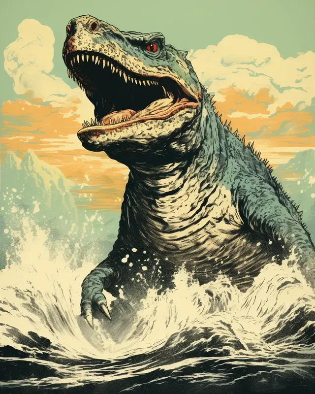 Vintage Kaiju Posters Midjourney Prompt | PromptBase