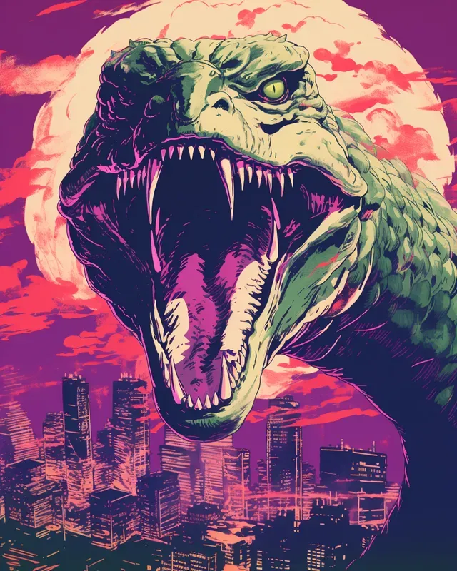 Vintage Kaiju Posters Midjourney Prompt | PromptBase
