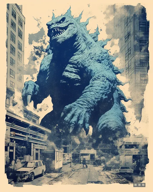 Vintage Kaiju Posters Midjourney Prompt | PromptBase
