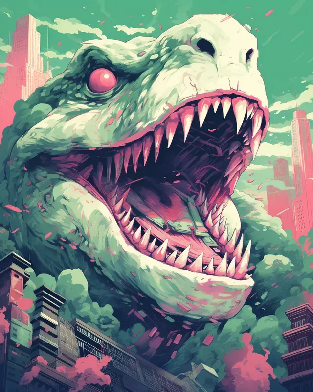 Vintage Kaiju Posters Midjourney Prompt | PromptBase