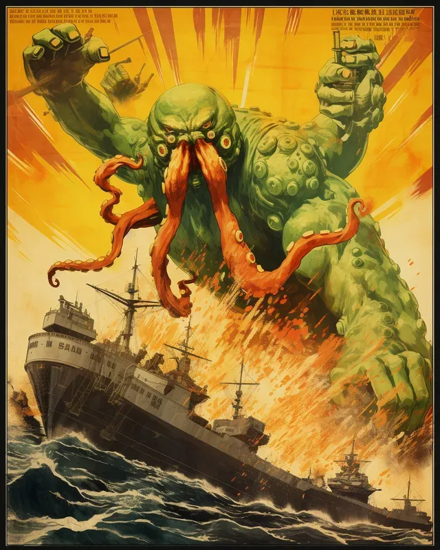 Vintage Kaiju Posters Midjourney Prompt | PromptBase