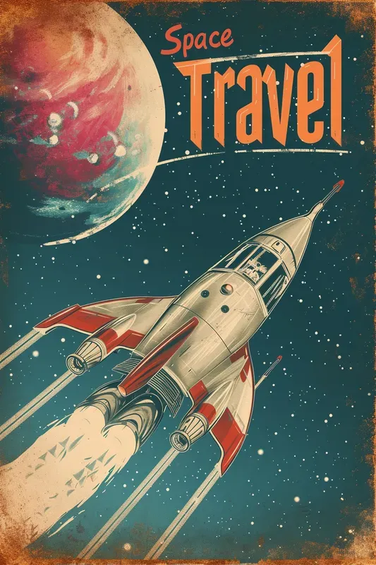 Vintage Space Travel Posters Midjourney Prompt | PromptBase
