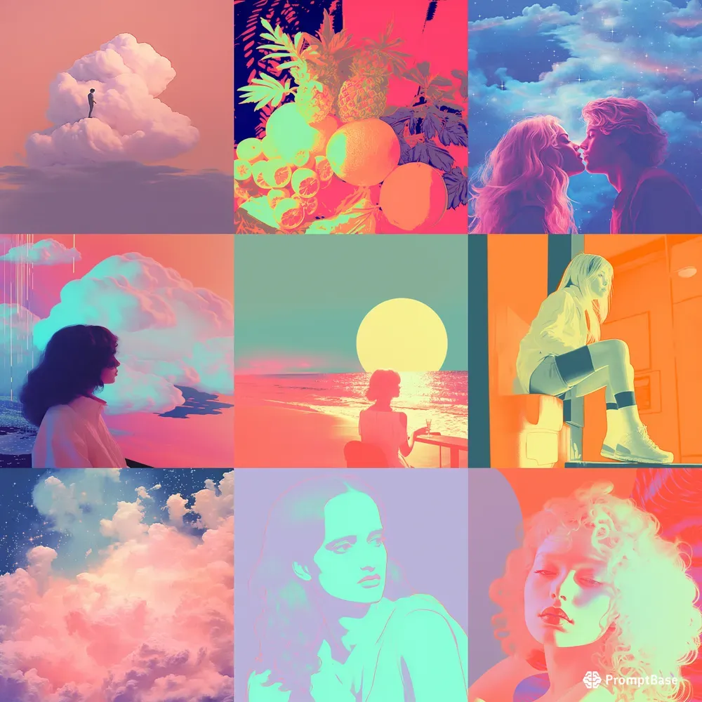 Vibrant Neon Dimensional Posters Midjourney Prompt | PromptBase