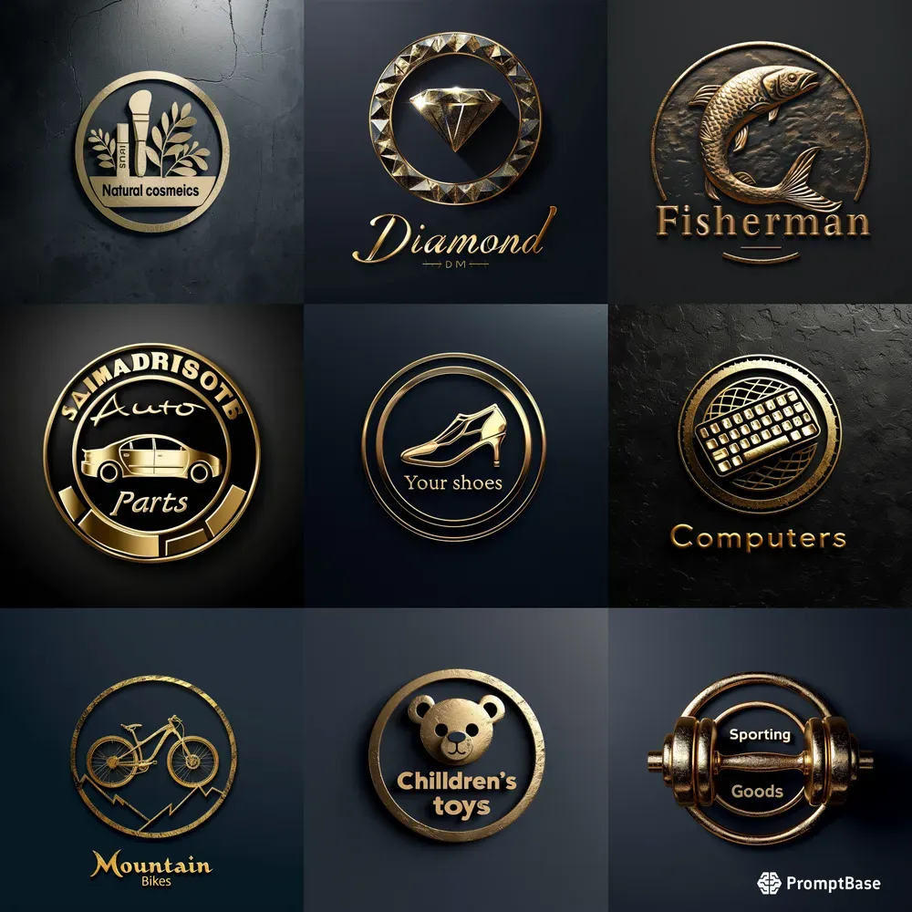 Golden Logos For Stores Midjourney Prompt | PromptBase