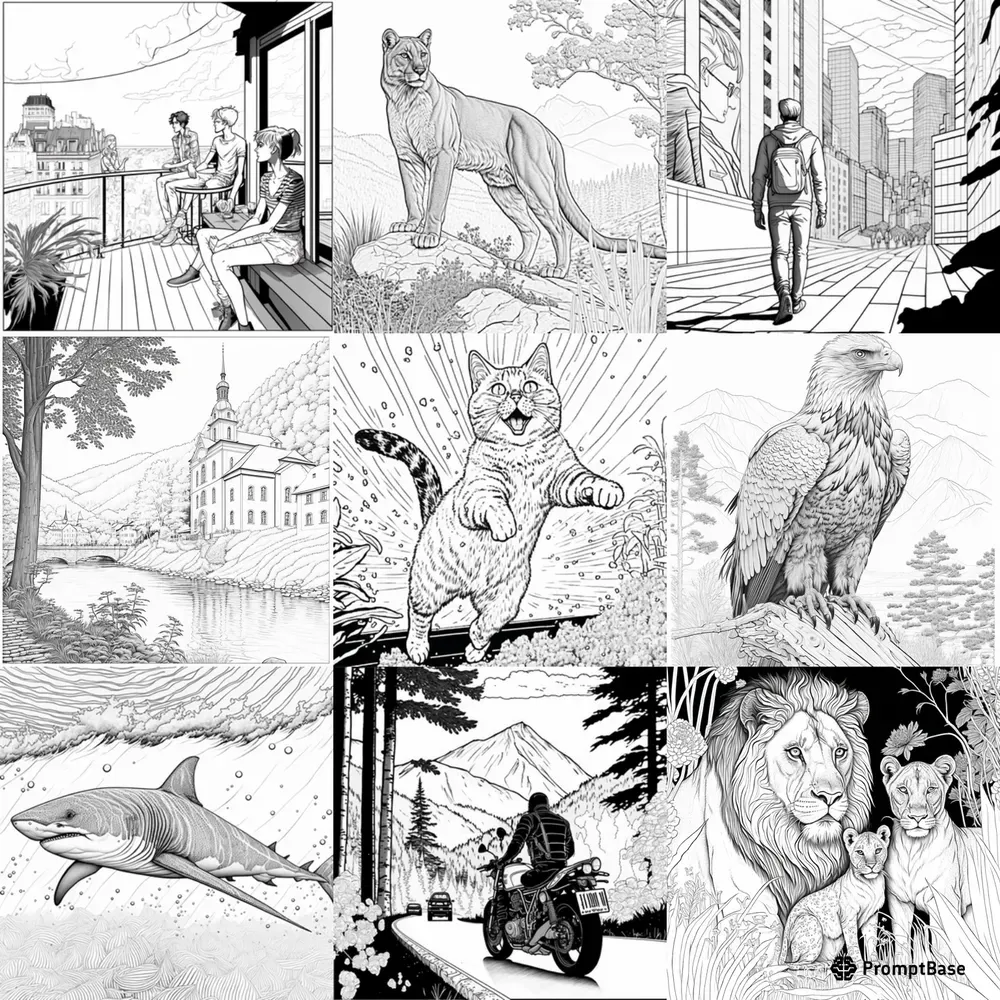 Coloring Book Pages Midjourney Prompt | PromptBase