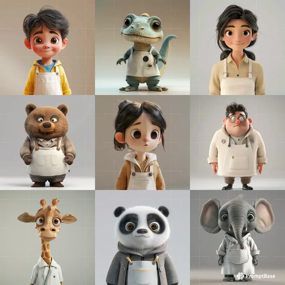 Pixar Character Designs Midjourney Prompt | PromptBase