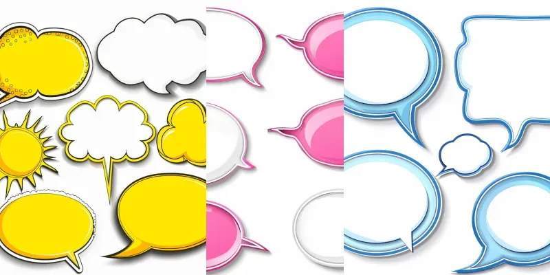 Simple Speech Bubble Sets Midjourney Prompt | PromptBase