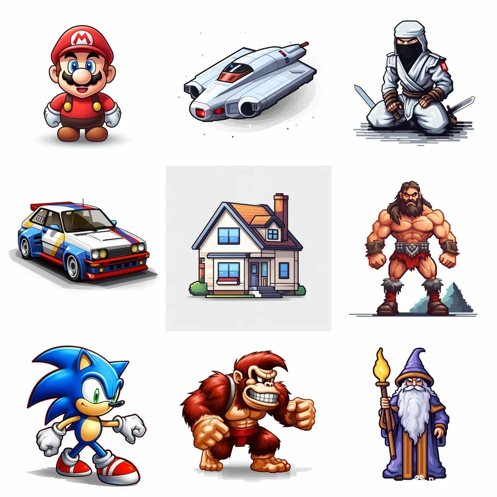 Retro Games Icons In HD Midjourney Prompt | PromptBase