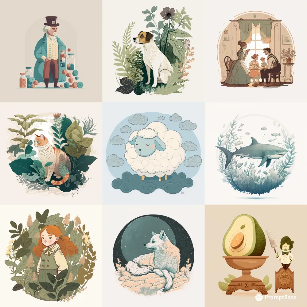 Cute Pastelle Illustrations Midjourney Prompt | PromptBase