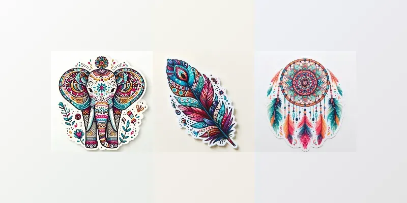 Stickers In Boho Style Cliparts DALL·E Prompt | PromptBase