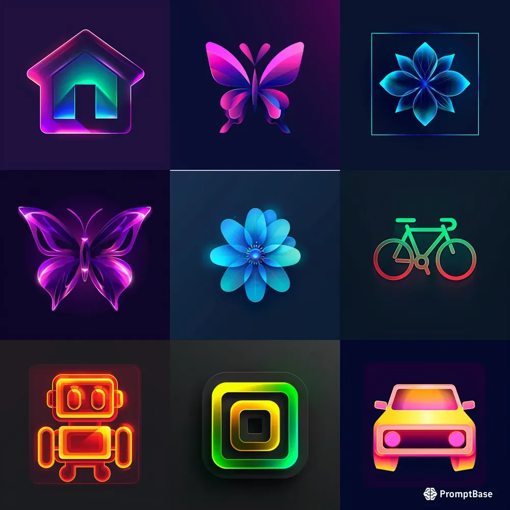 Modern Neon Logos Midjourney Prompt | PromptBase