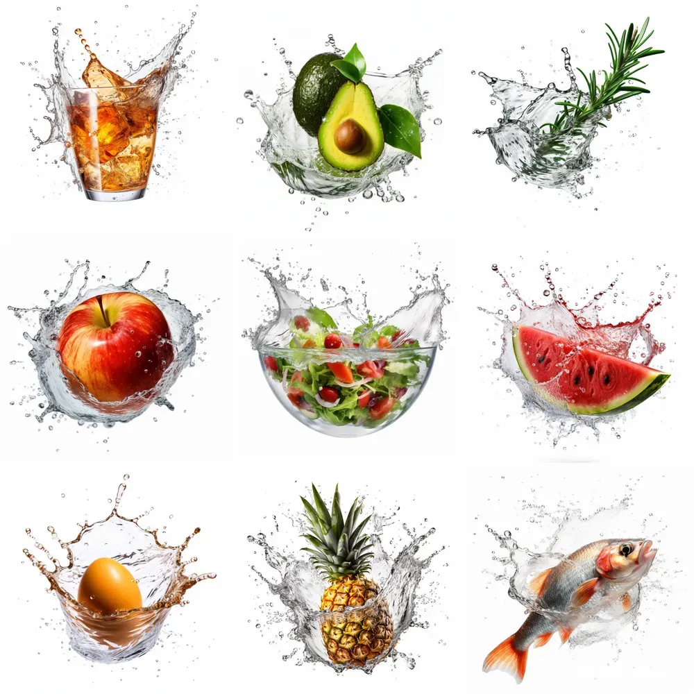 Water Splash Food Motion Photography HD Midjourney Prompt | PromptBase