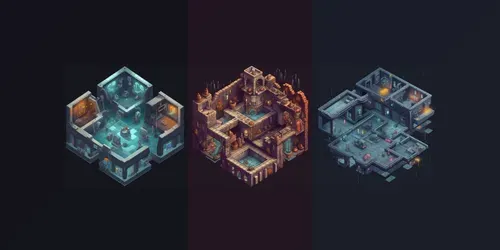 Isometric Video Game Dungeon Rooms Midjourney Prompt | PromptBase