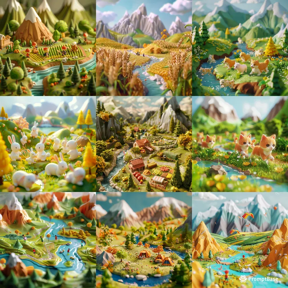 Miniature Landscape Clay Animation Art Midjourney Prompt | PromptBase