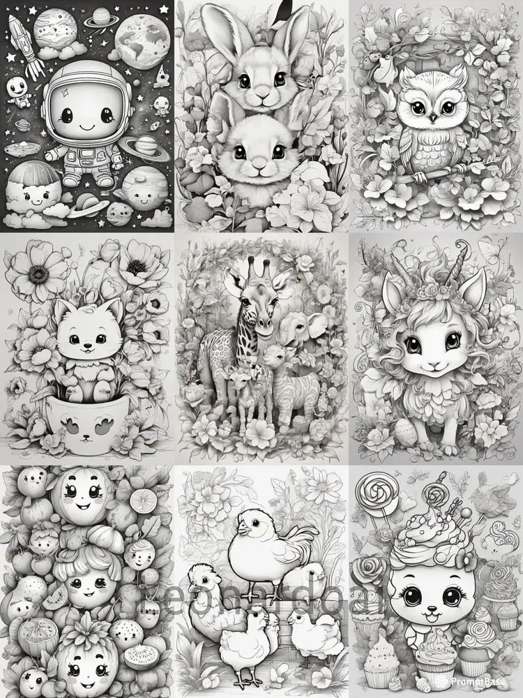 Cute Kawaii Coloring Book Page Generators Leonardo Ai Prompt | PromptBase