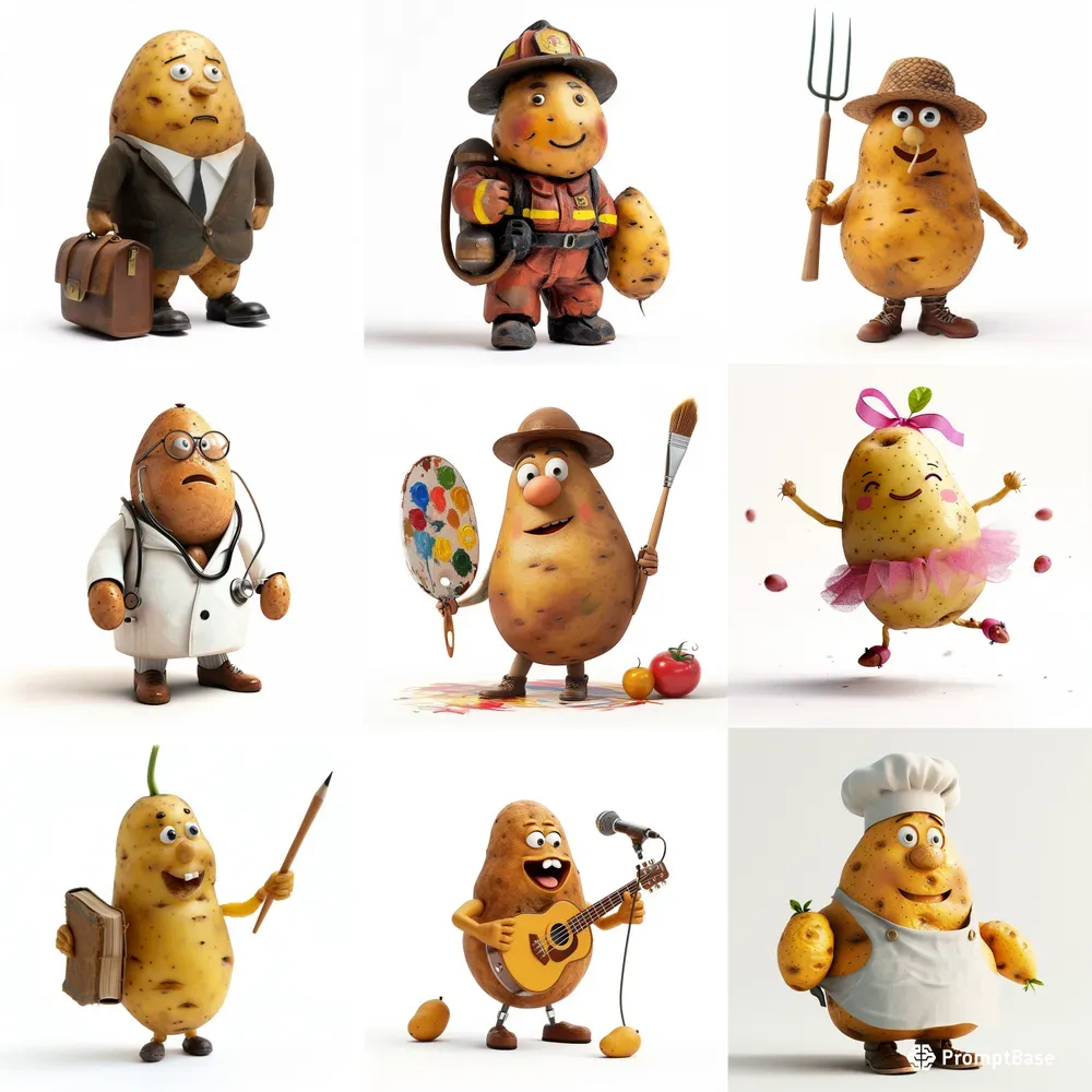 Your Own Potato Characters Midjourney Prompt | PromptBase