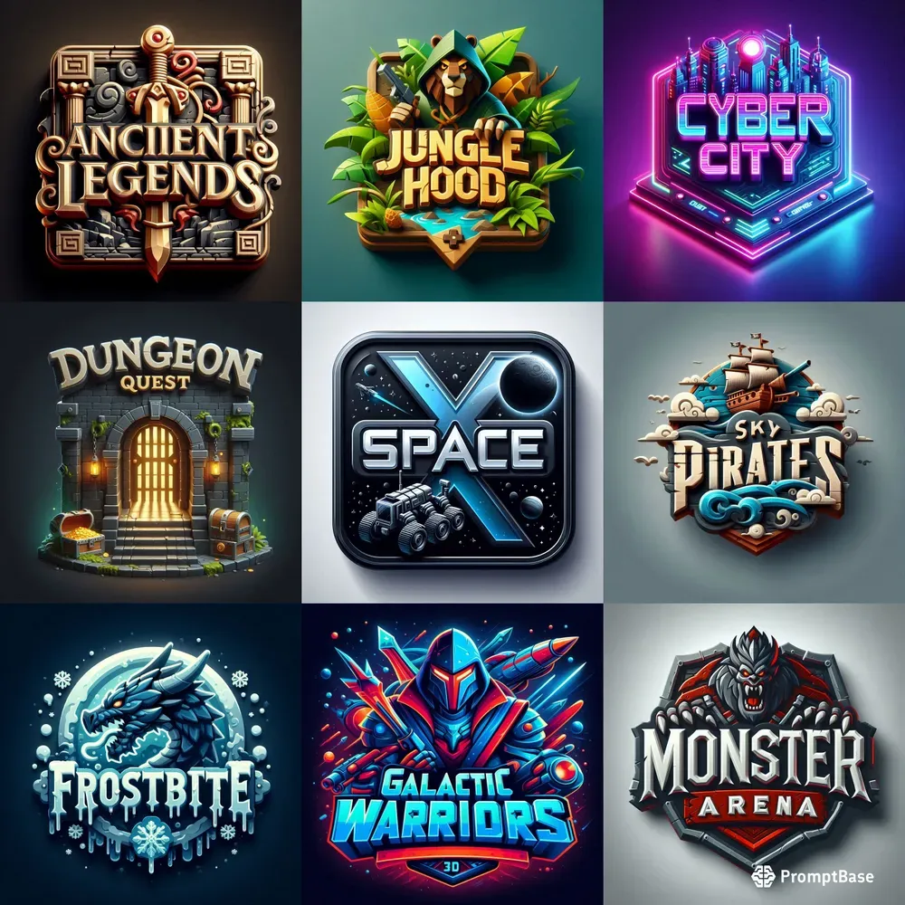 Mobile Game Icons With Text DALL·E Prompt | PromptBase