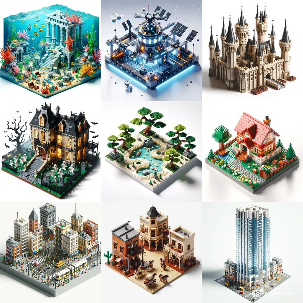 Lego Isometric Haven DALL·E Prompt | PromptBase