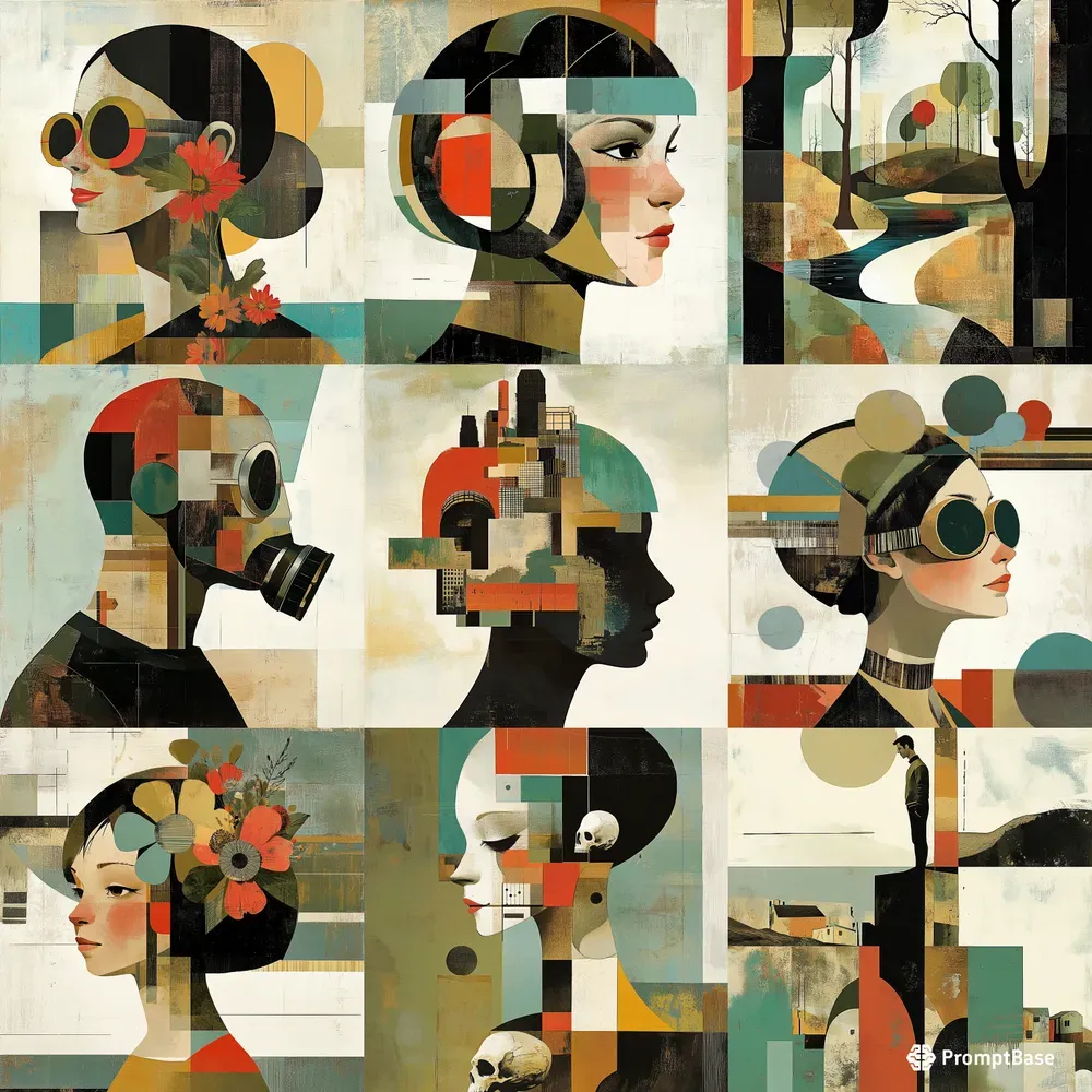 Cubist Futurist Portraits Midjourney Prompt | PromptBase