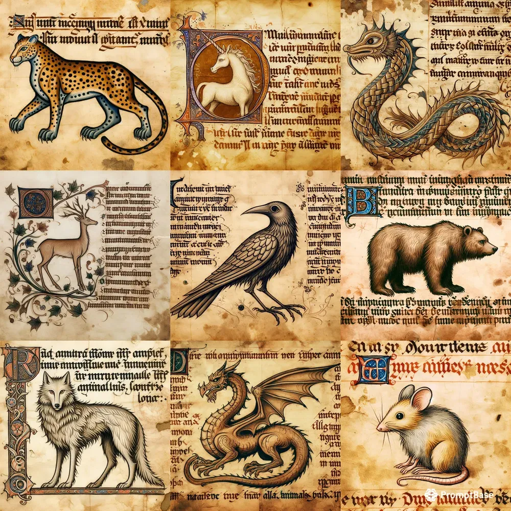 Medieval Animal Drawings DALL·E Prompt | PromptBase