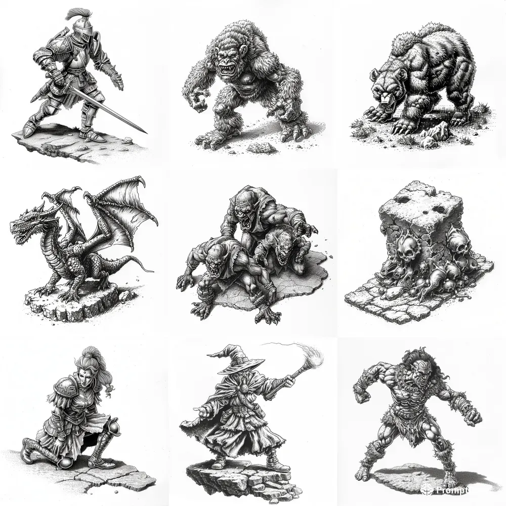 Old School Fantasy DnD Characters Midjourney Prompt | PromptBase