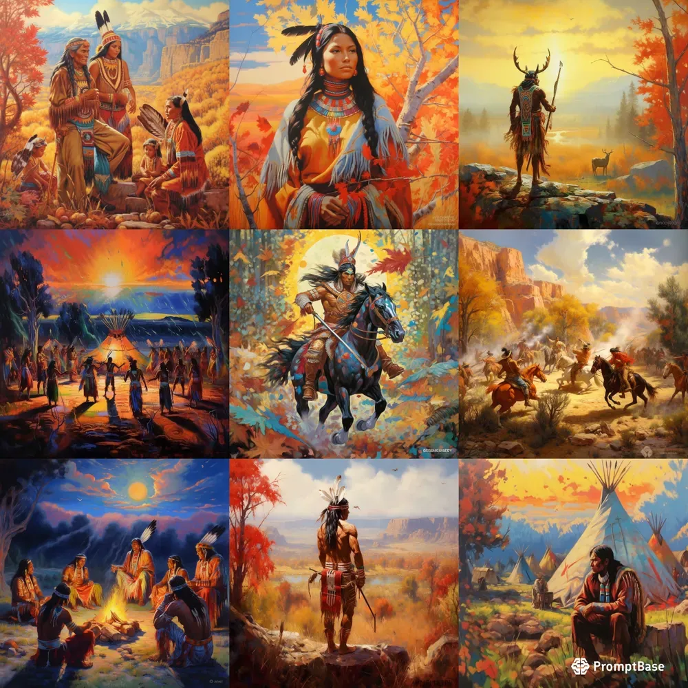 Native Americans Paintings Midjourney Prompt | PromptBase