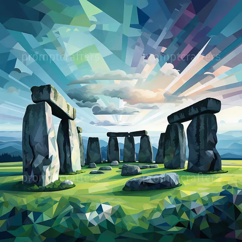 Iconic Landmarks In Abstract Geometrics Midjourney Prompt | PromptBase