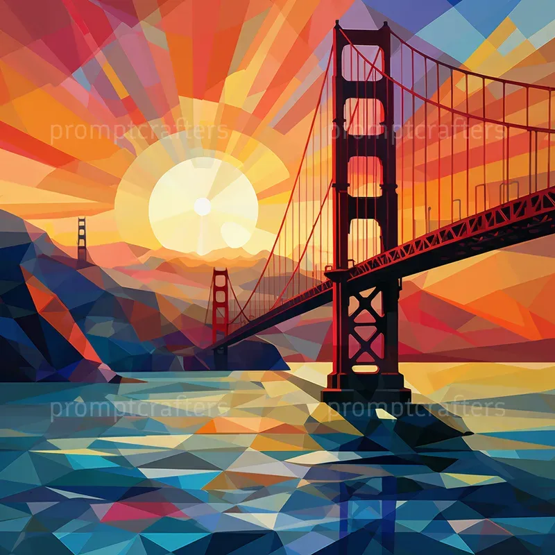 Iconic Landmarks In Abstract Geometrics Midjourney Prompt | PromptBase