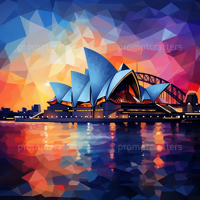 Iconic Landmarks In Abstract Geometrics Midjourney Prompt | PromptBase