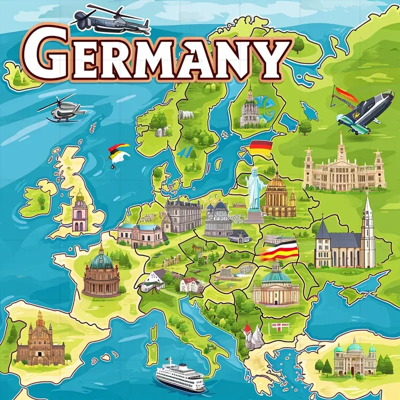 Cartoon Travel Maps With Landmarks Midjourney Prompt | PromptBase