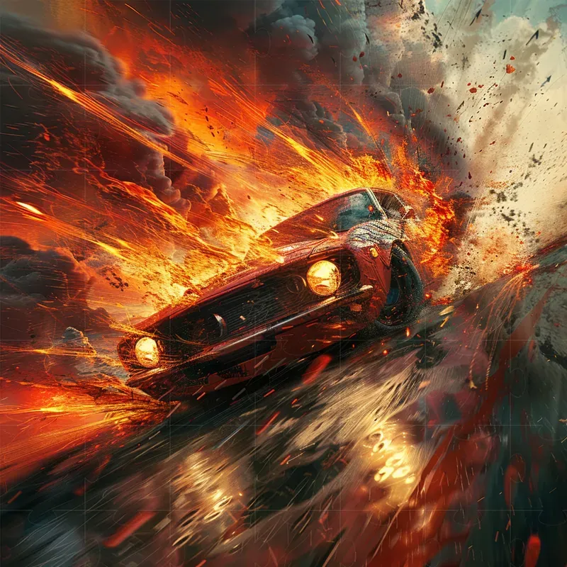 Cinematic Action Posters In Flames Midjourney Prompt | PromptBase