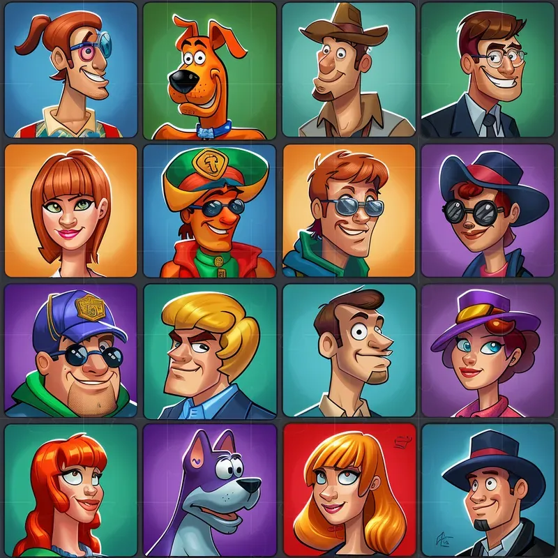 2D Cartoon Character Icons Sheets Midjourney Prompt | PromptBase