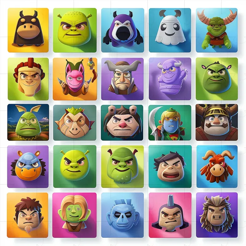 2D Cartoon Character Icons Sheets Midjourney Prompt | PromptBase