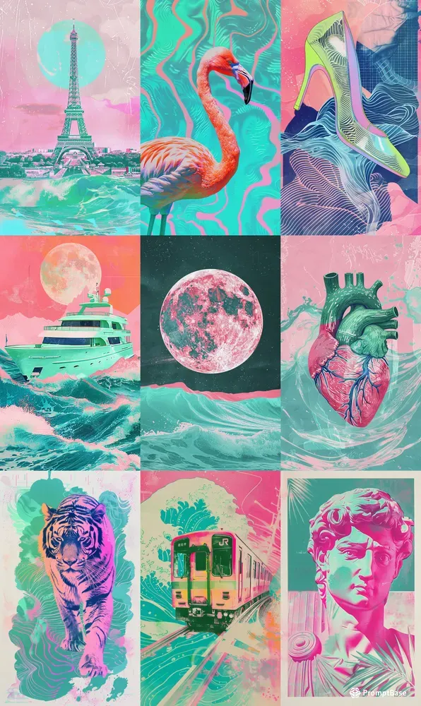 Y2k Collage Pastel Posters Vaporwaves Midjourney Prompt | PromptBase