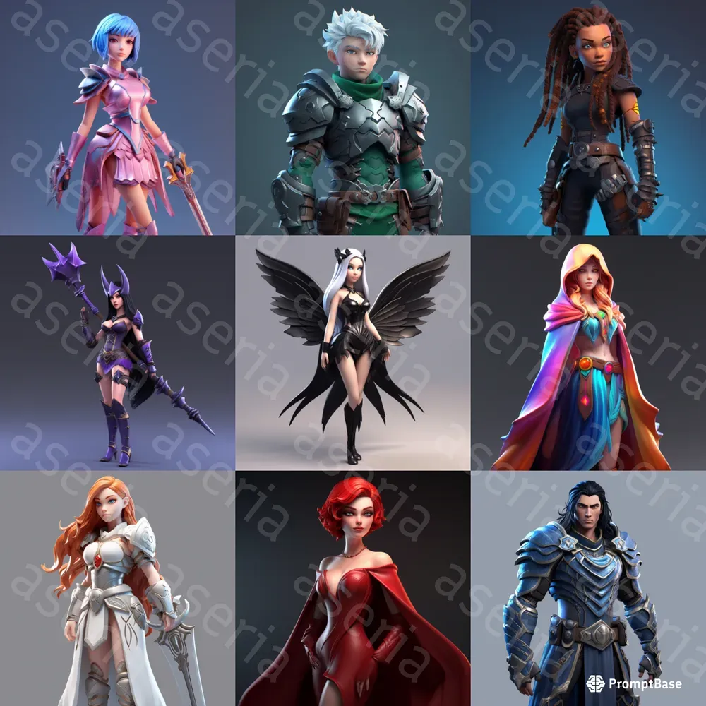 Customizable Game Characters Midjourney Prompt | PromptBase