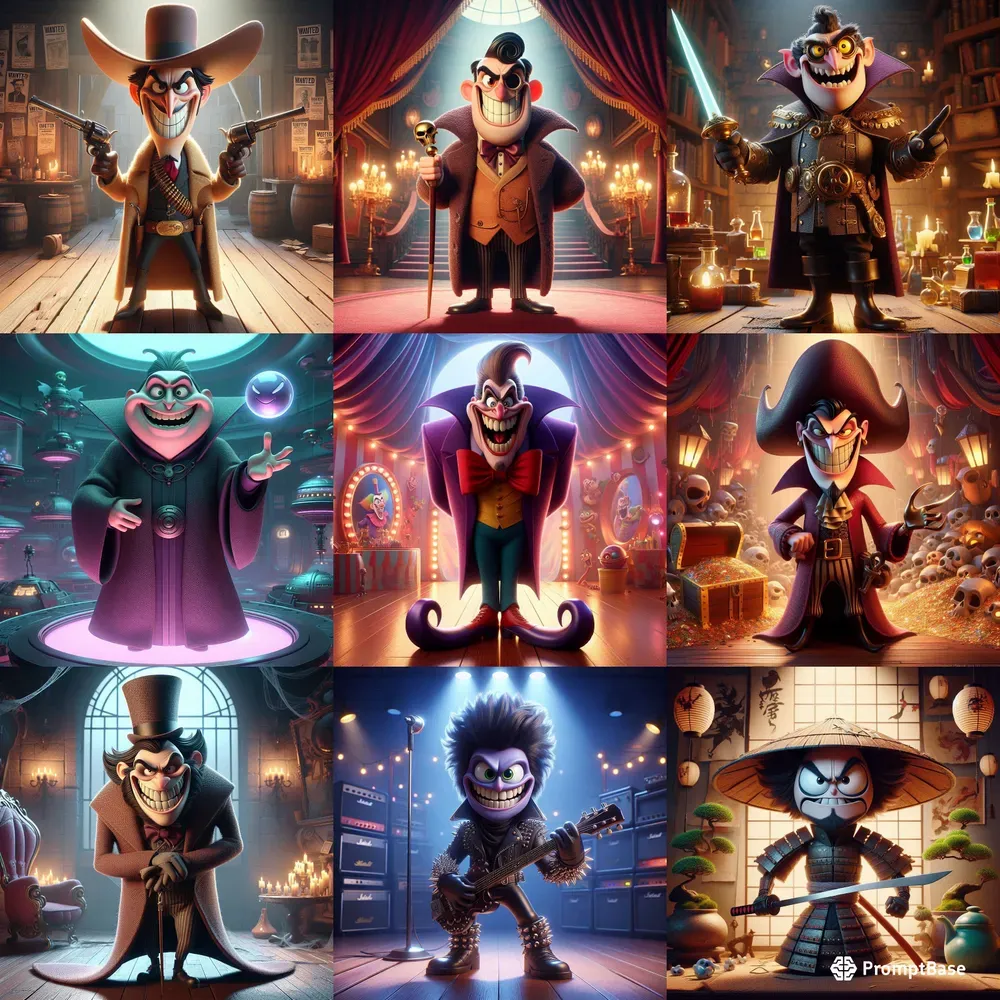 Pixar Villains With Quirky Twists Dall E Prompt Promptbase
