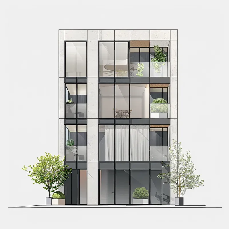 Architectural Facade Illustrations 01 Midjourney Prompt | PromptBase