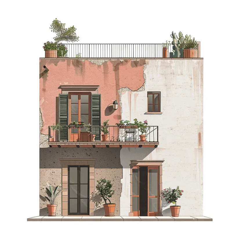 Architectural Facade Illustrations 01 Midjourney Prompt | PromptBase