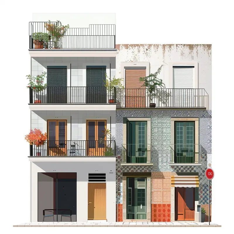 Architectural Facade Illustrations 01 Midjourney Prompt | PromptBase