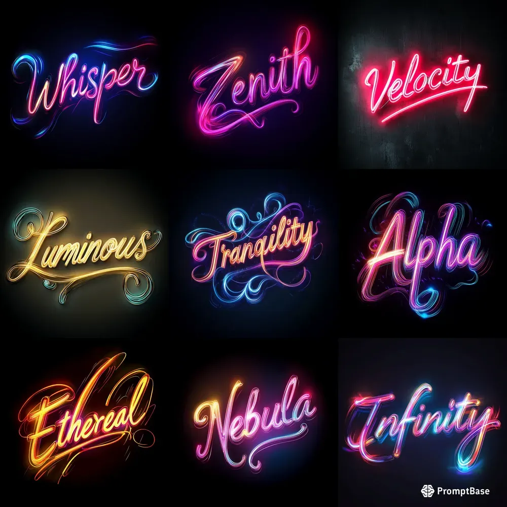 Neon Calligraphy Text Logos Midjourney Prompt | PromptBase