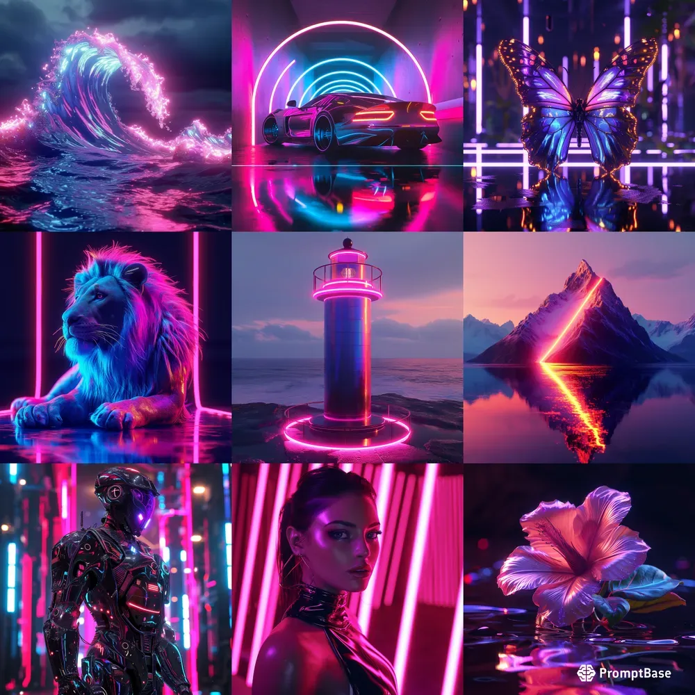 Neon Style 3D Renders Midjourney Prompt | PromptBase
